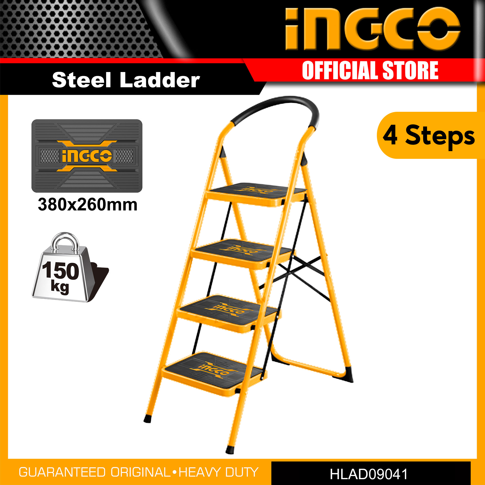 Ingco Ladder Non-Slip Steps With Wide Platform Steel Tube 150KG ...
