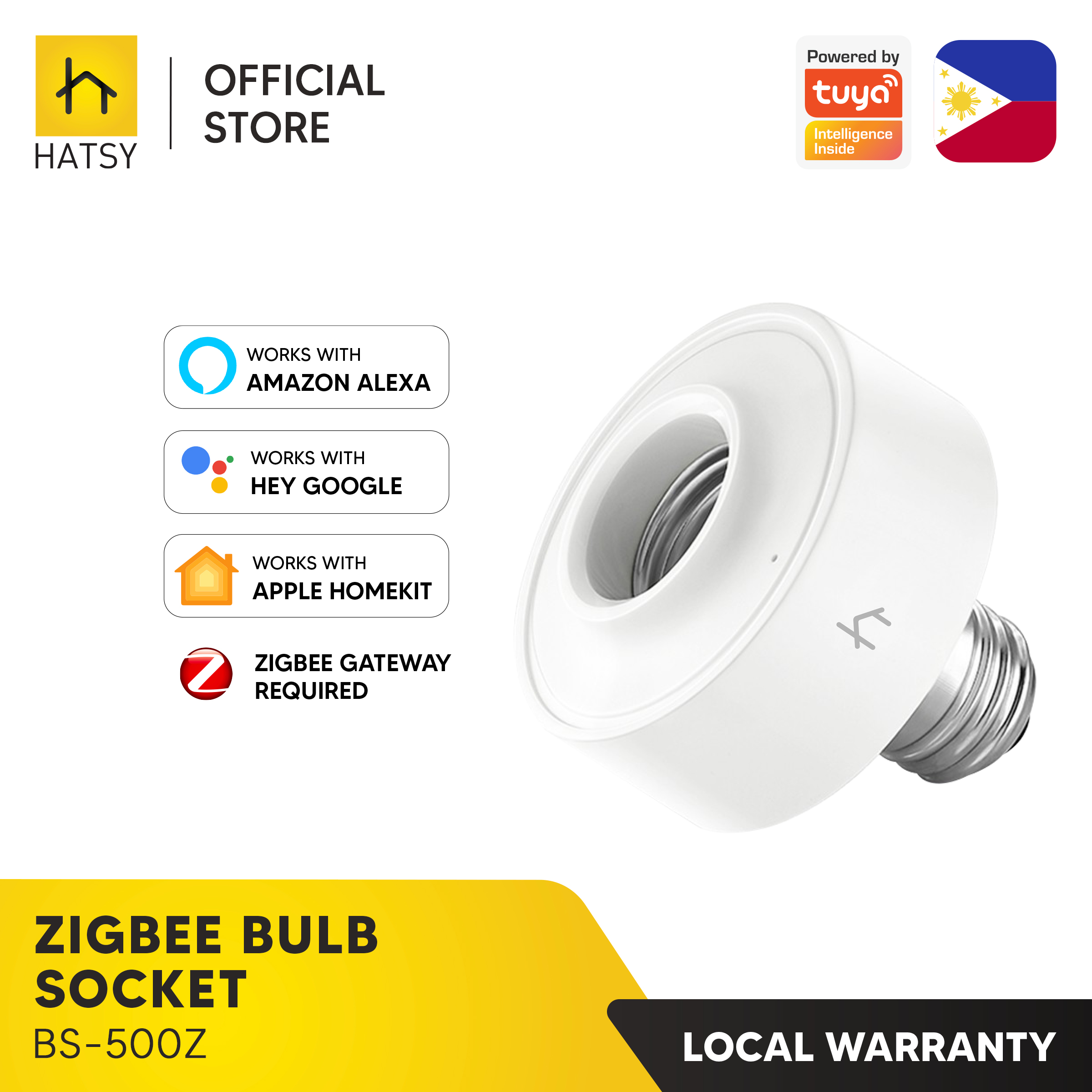 HATSY - Zigbee Smart Bulb Socket v3, AC100-240V, Works Amazon Alexa ...