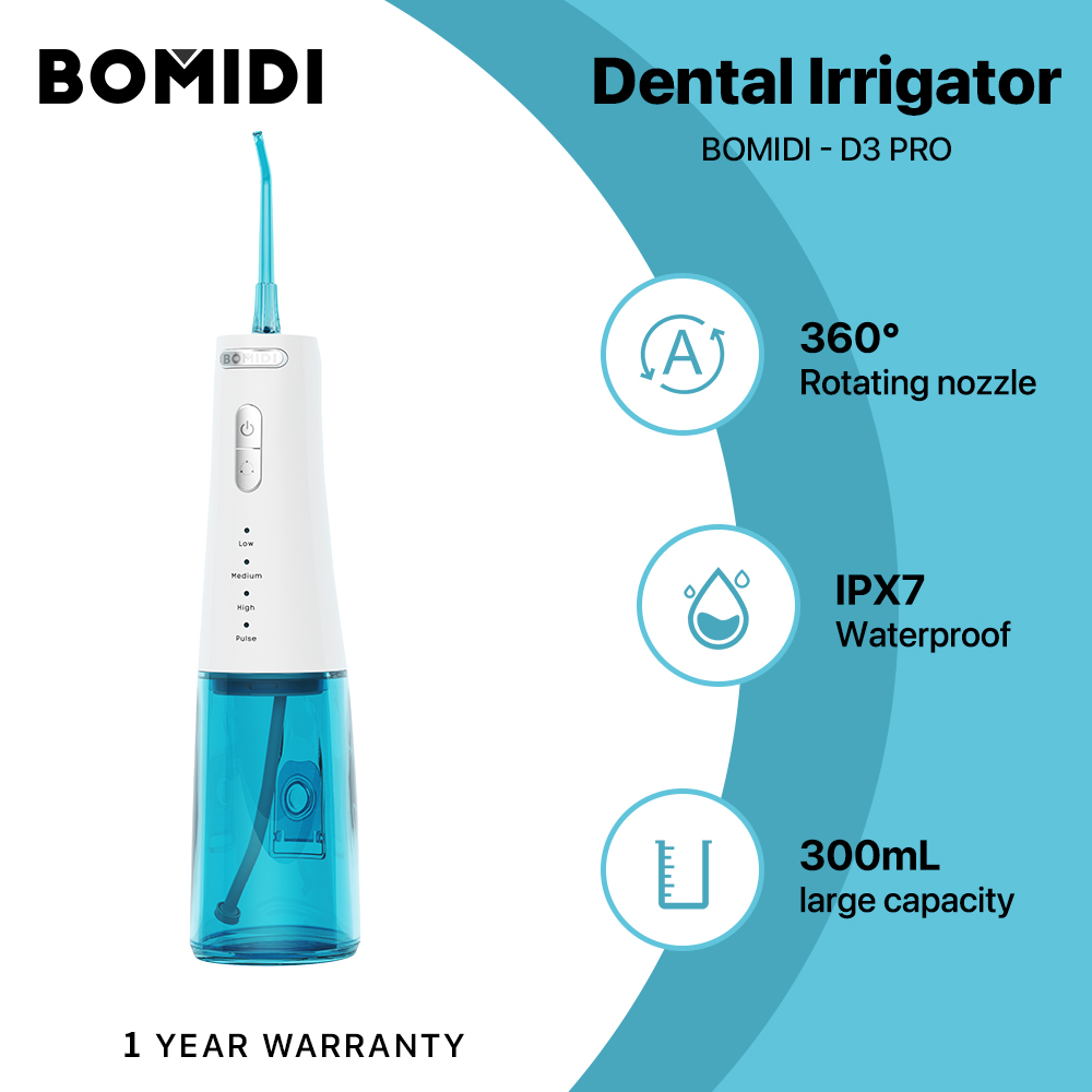 Bomidi Oral Irrigator Dental Portable Water Flosser Tips Rechargeable Teeth Jet D3 Pro | Lazada PH