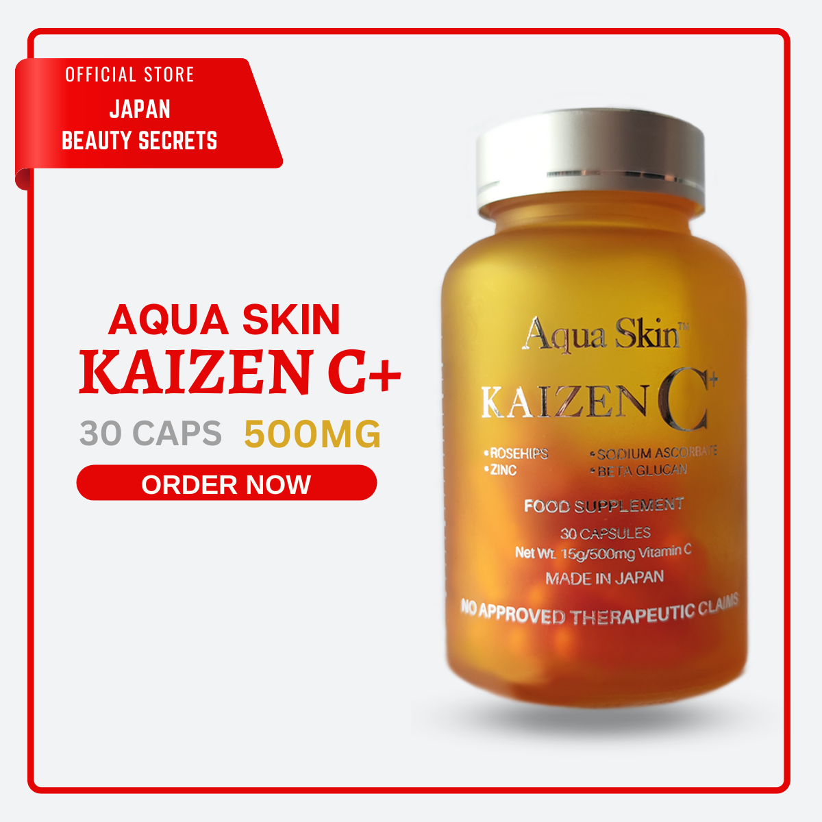 Aqua Skin Kaizen C+ 10 in 1 Vitamin C with Rosehip Zinc Sodium (30 caps ...