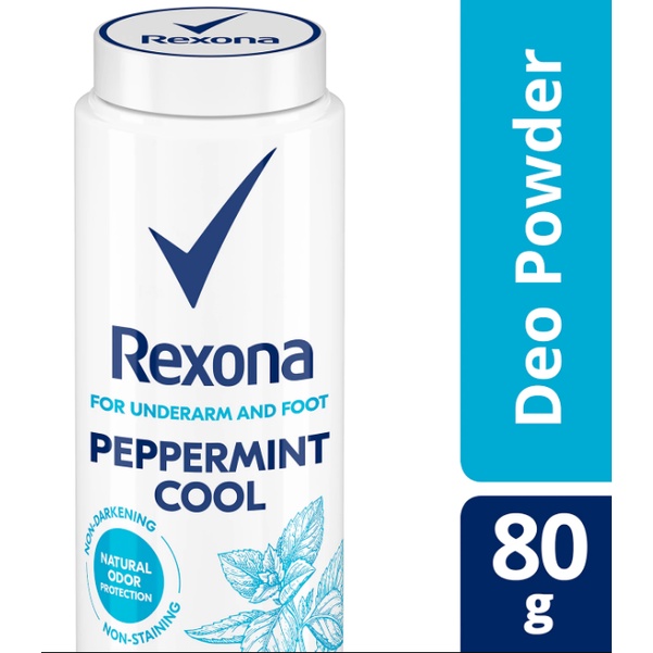 Rexona Deo Powder Peppermint Cool, Aloe Soothe for Underarm or Foot 80g ...