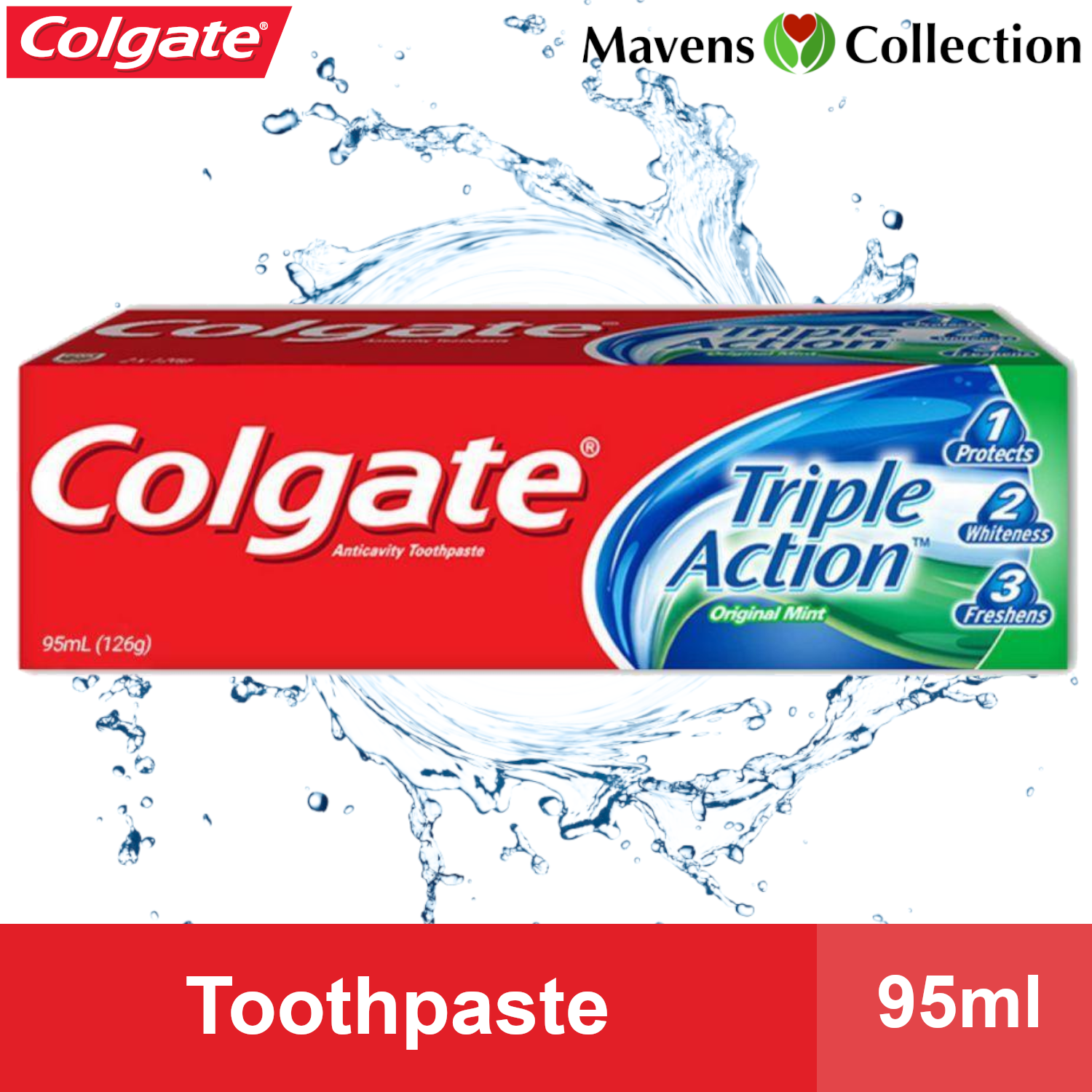 Colgate Toothpaste Triple Action System Original Mint 95ML by MAVENS ...