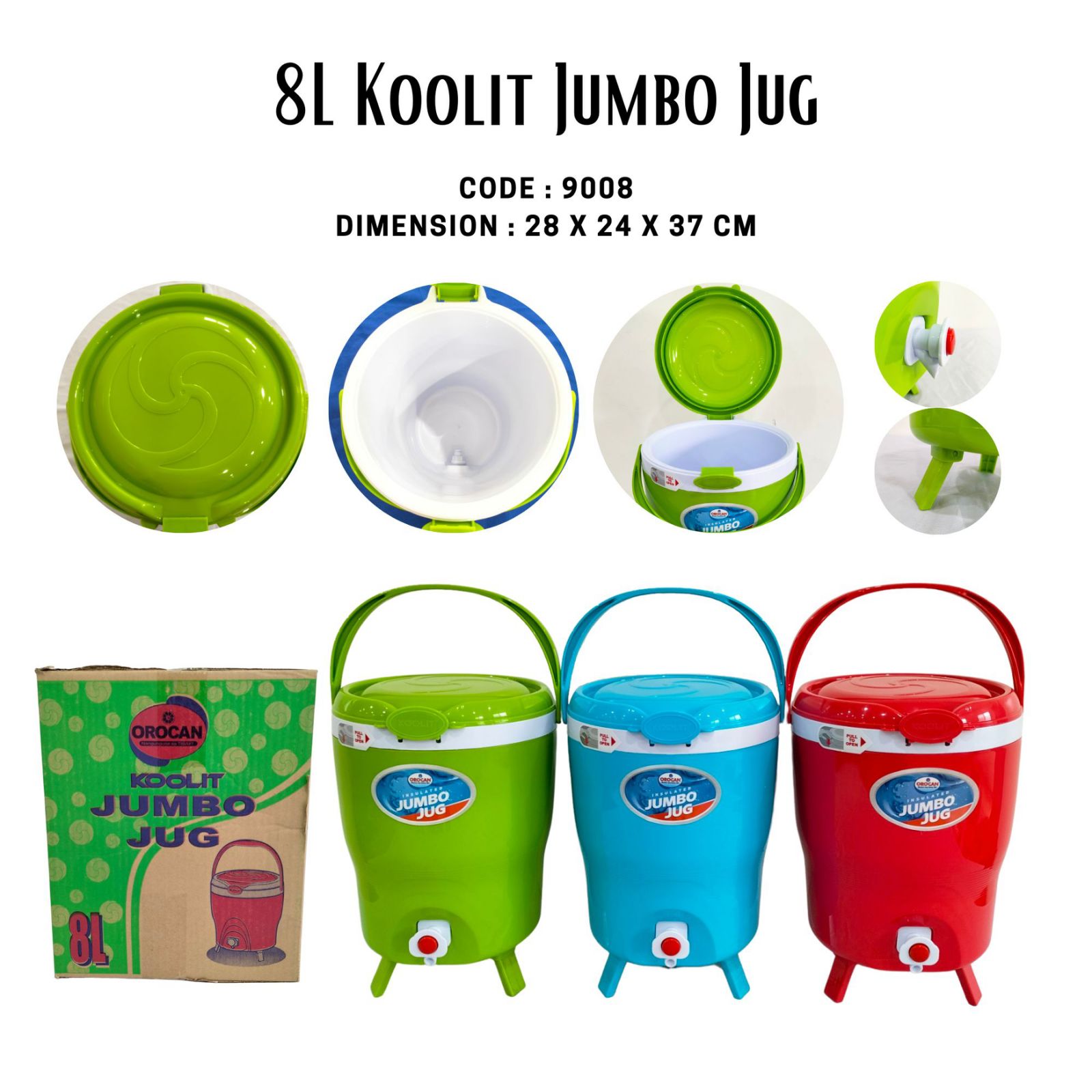 8 LITERS KOOLIT JUMBO JUG/JUIMBO JUG/ASSORTED COLOR JUMBO JUG/OROCAN ...