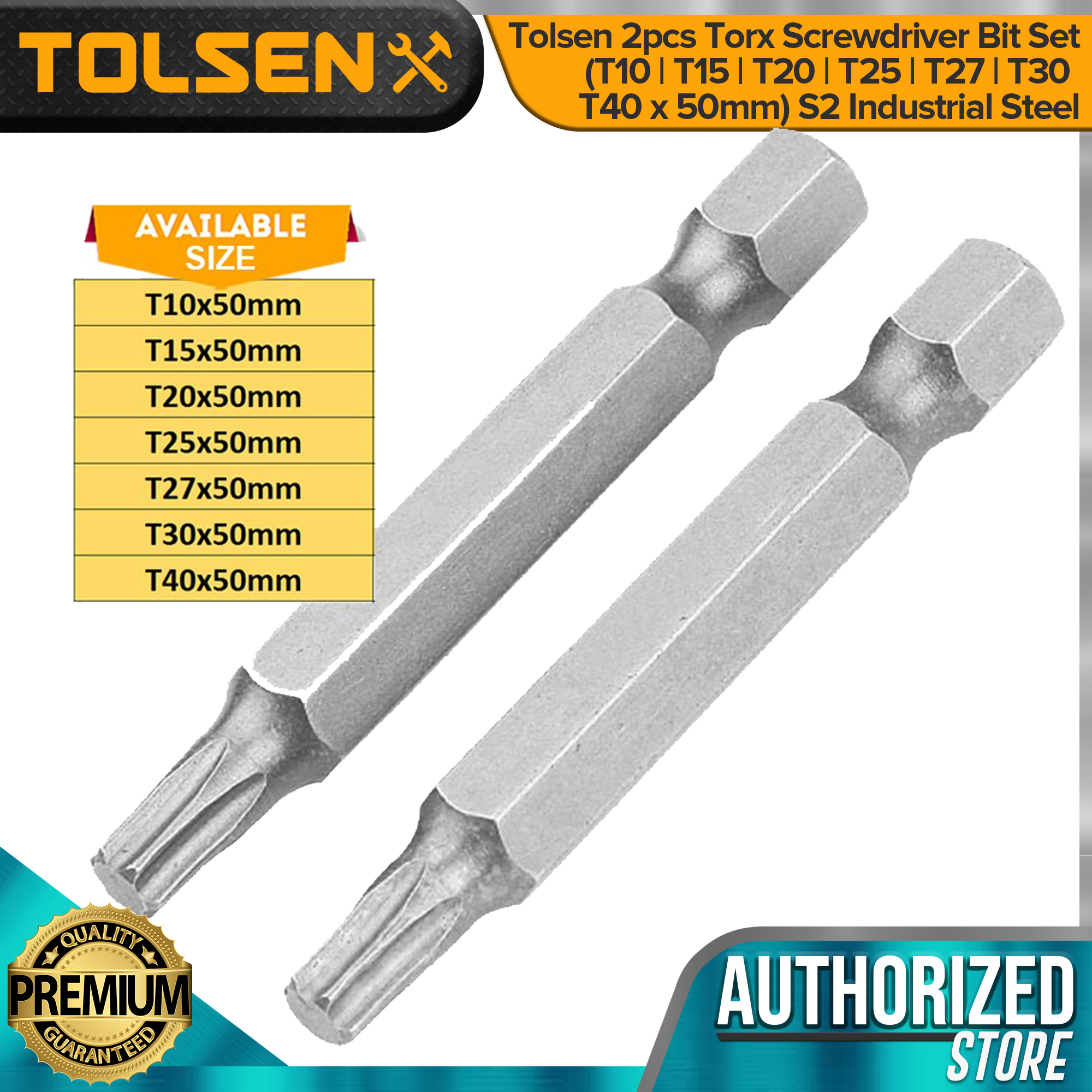Tolsen 2pcs Torx Screwdriver Bit Set (T10 | T15 | T20 | T25 | T27 | T30 ...
