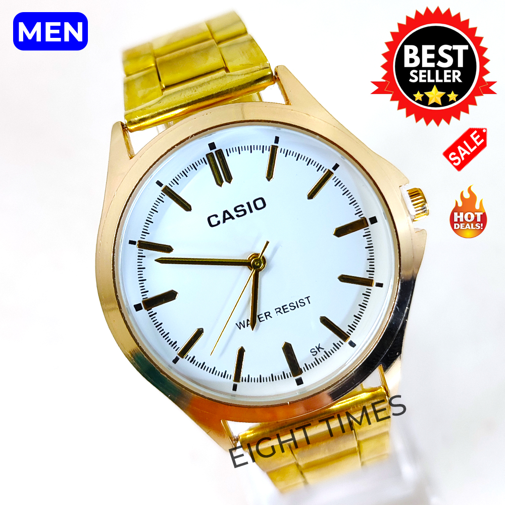 Casio Quartz Gold Strap White Dial Stainless Steel Watch for Men ...