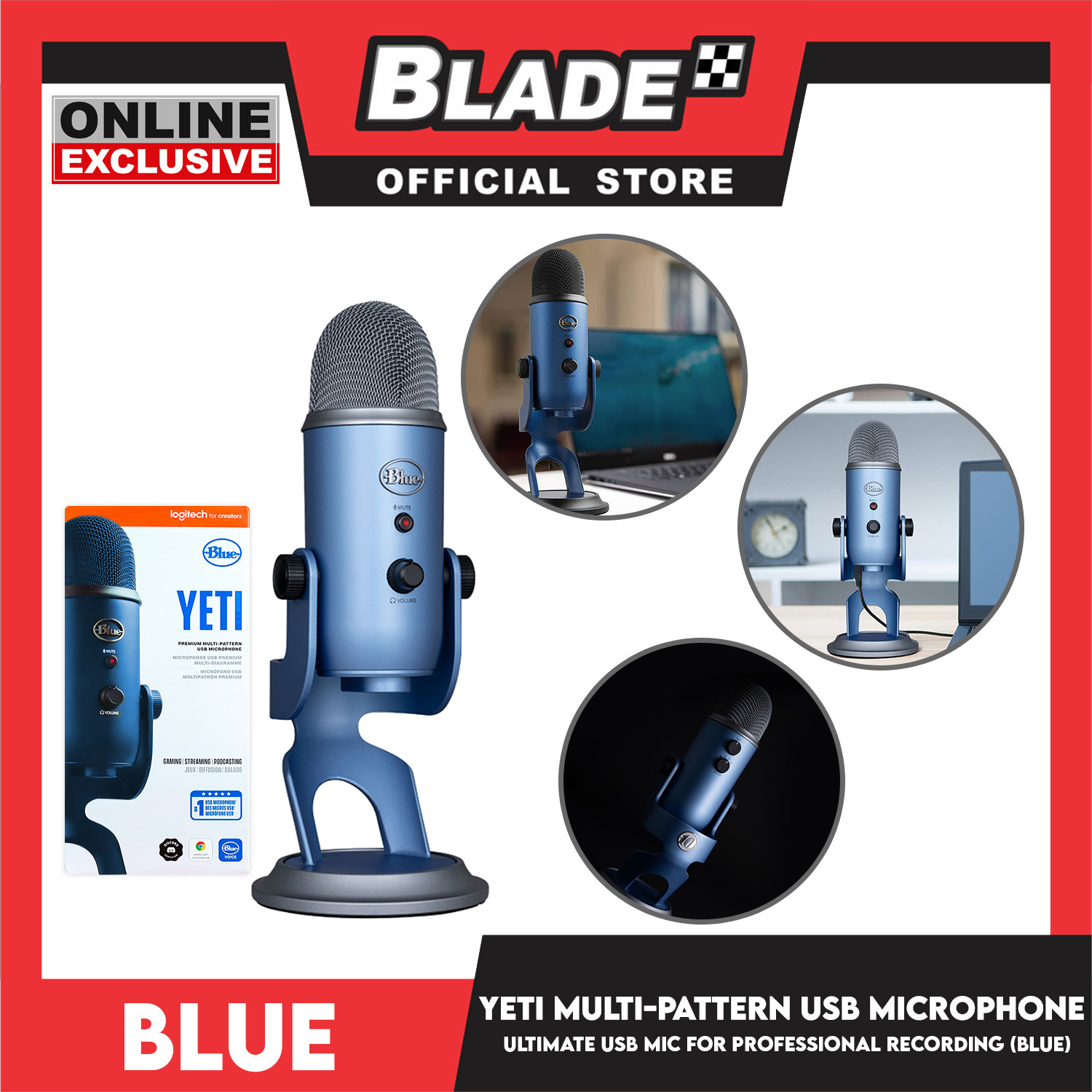 Blue Yeti Premium Multi-Pattern USB Microphone With Blue Voice For ...