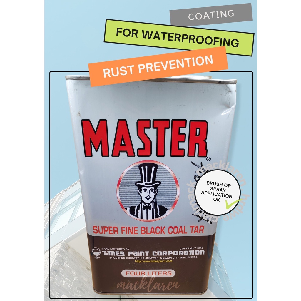 Master Super Fine Black Coal Tar ️ 4 LITERS ️ Protective Coating for ...