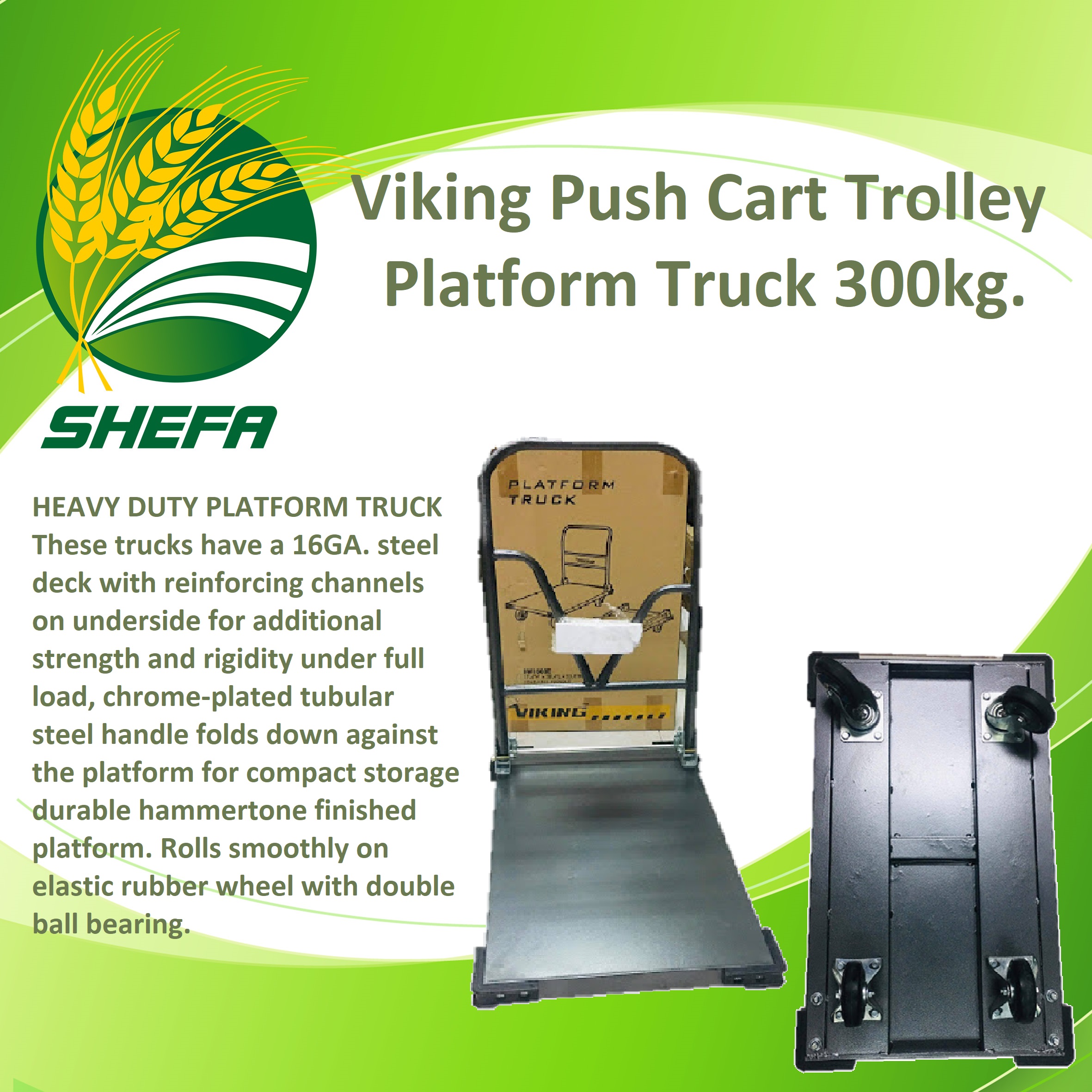 VIKING BW3003E Push Cart Trolley Platform Truck, Foldable Handle, Heavy ...