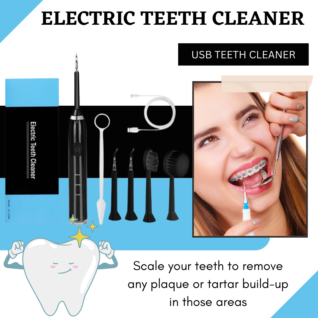 Electric Teeth Cleaner Toothbrush Set USB Rechargeable Steel Head ...