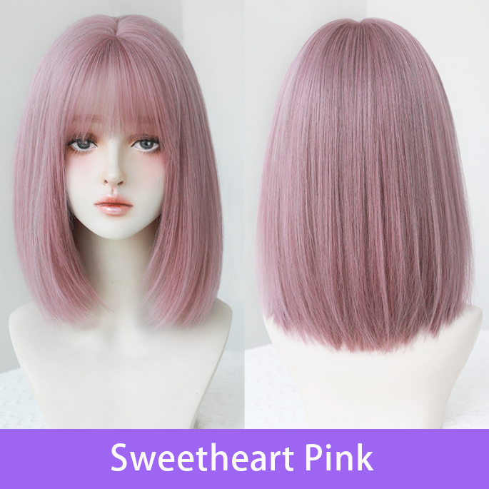 "Seven Queen" 36cm wig women's short straight hair sweetheart pink air ...