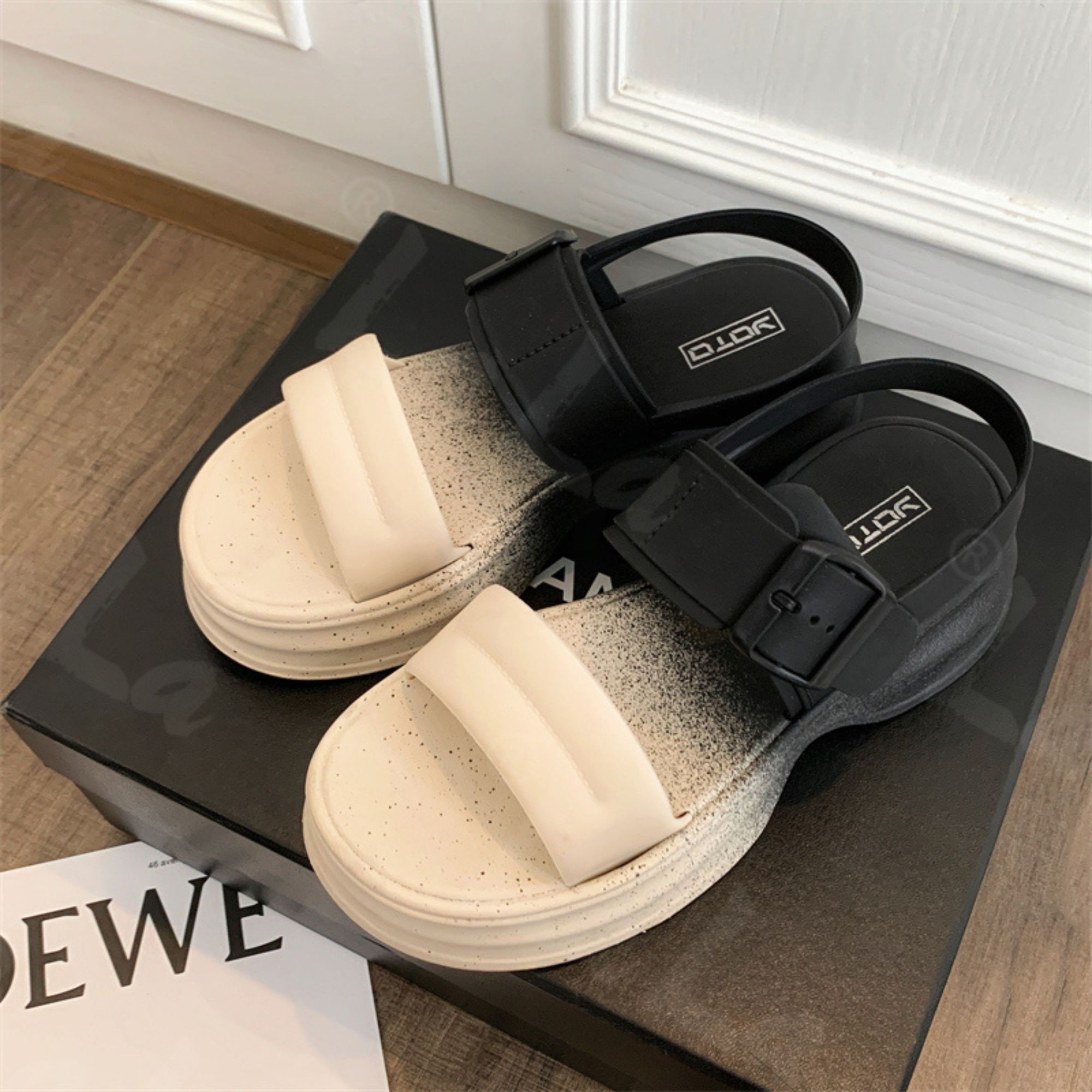 【LaLa】NEW Korean Wedge Sandals with Ankle Strap Open Toe Platform ...