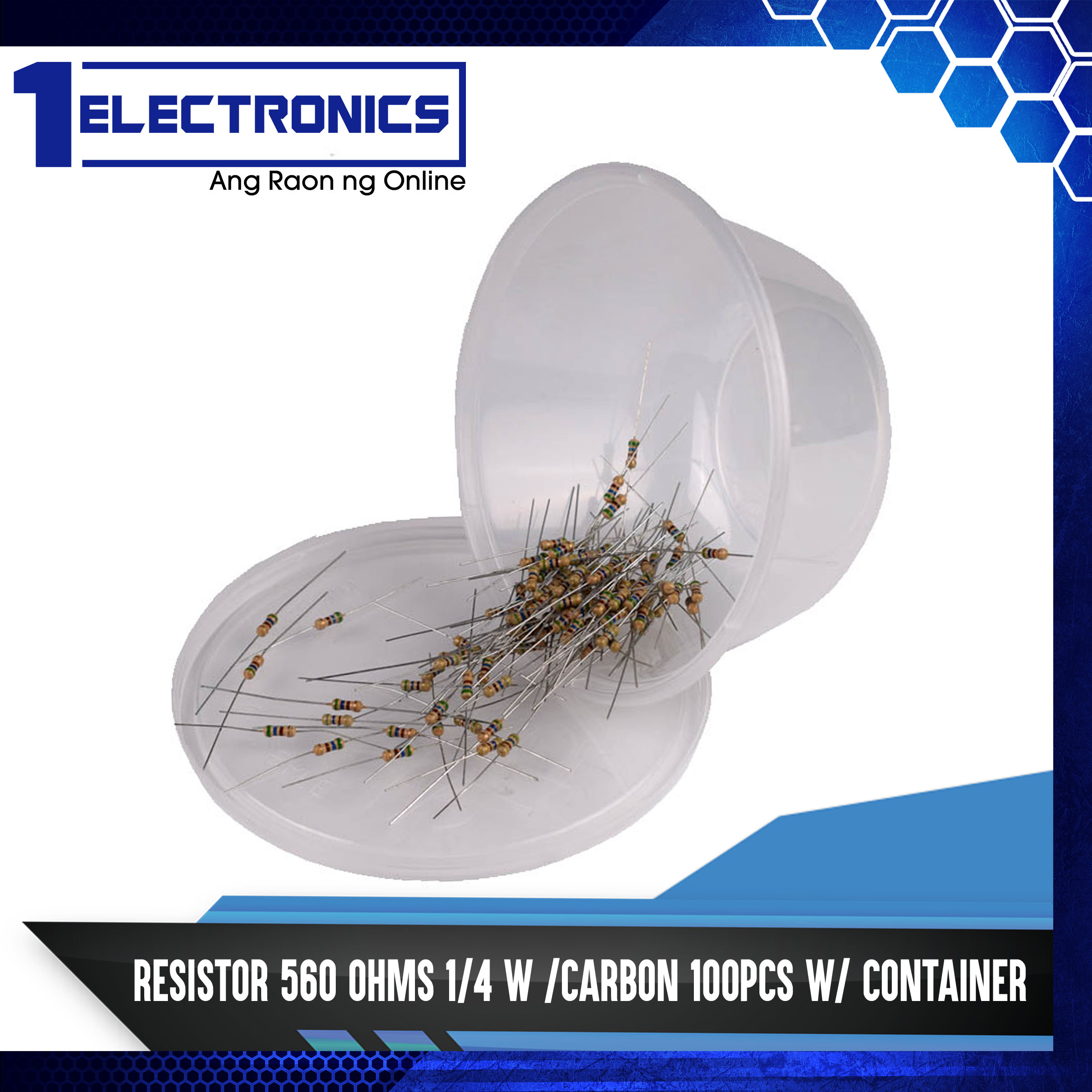 1Electronics 100pcs RESISTOR 560 OHMS 1/4 W Carbon - Film w/ Container ...
