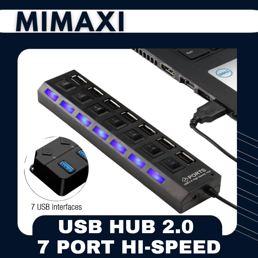 USB HUB 7 Port USB Adapter Powered Splitter Converter Expander for PC ...