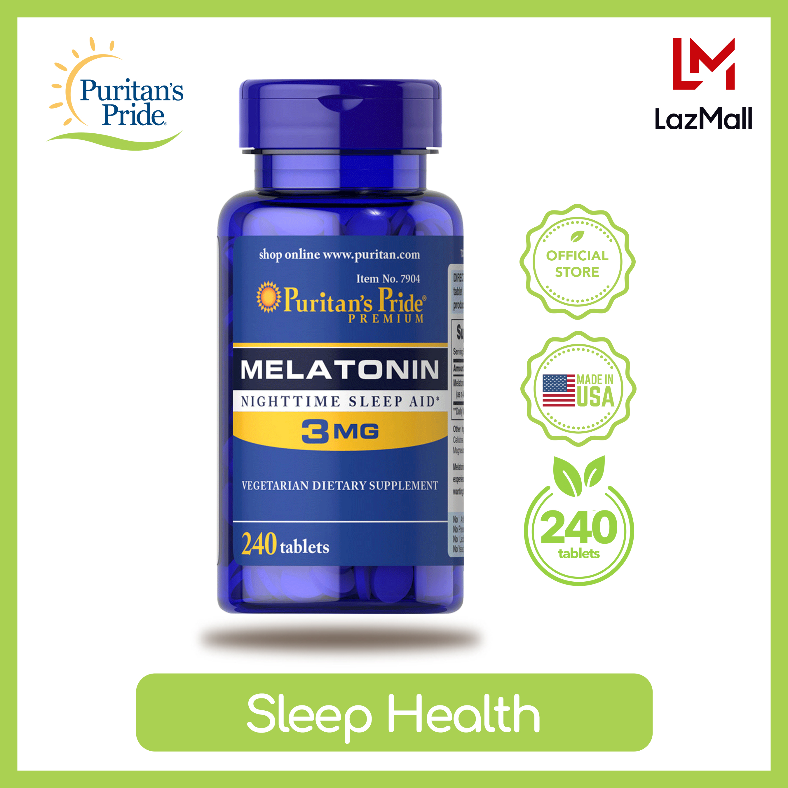 Puritan's Pride Melatonin 3 mg 240 tablets | Lazada PH