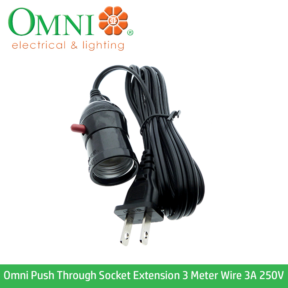 Omni Push Through Socket Extension 3 Meter Wire 3A 250V Model E27-613 ...