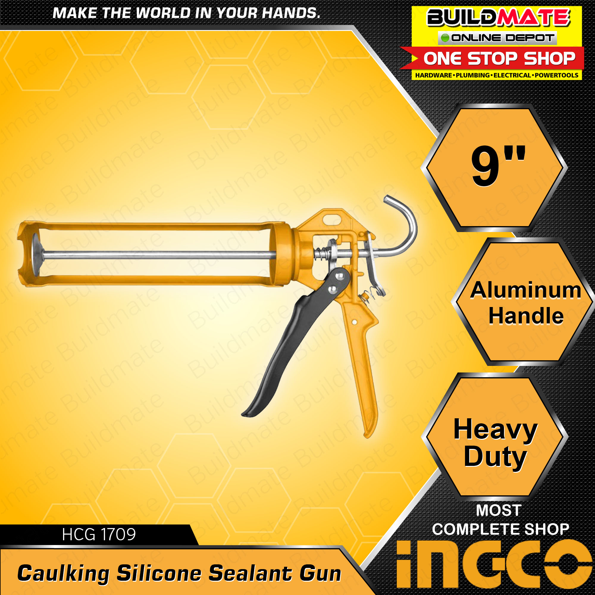 BUILDMATE Ingco Caulking Silicon Sealant Gun 9" HCG1709 - IHT | Lazada PH