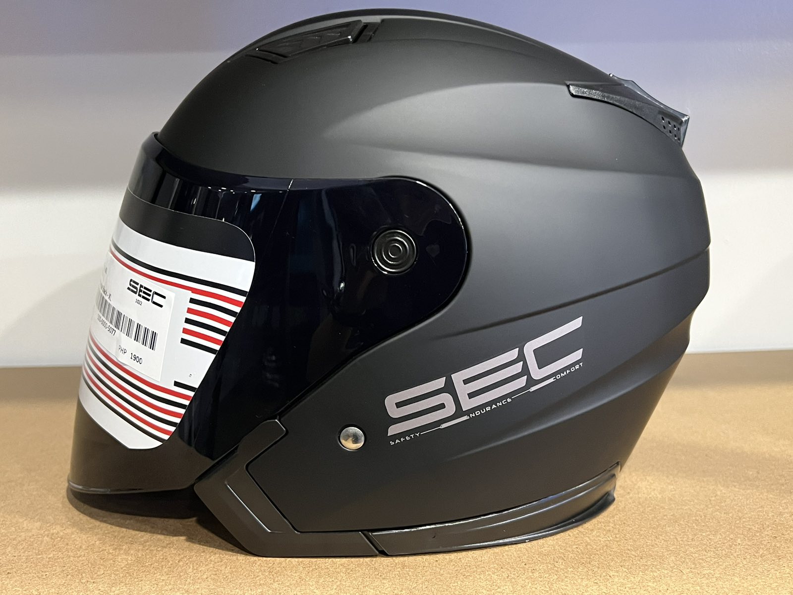 SEC Windy Single Visor Matte Black Half Face Helmet / SEC Windy Matte ...
