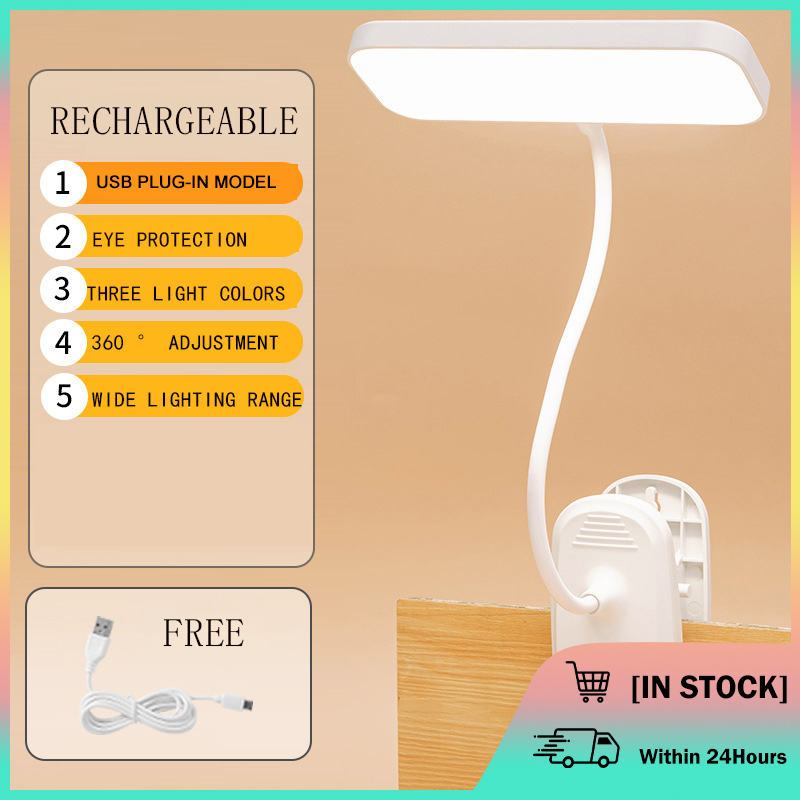 LED Desk Lamp Table Clip on Lamp Eye Protection 3 Modes Dimming Light ...