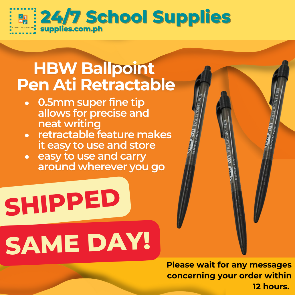 Ballpoint Pen HBW ATI Retractable - Black Ballpen Super fine pen ball ...
