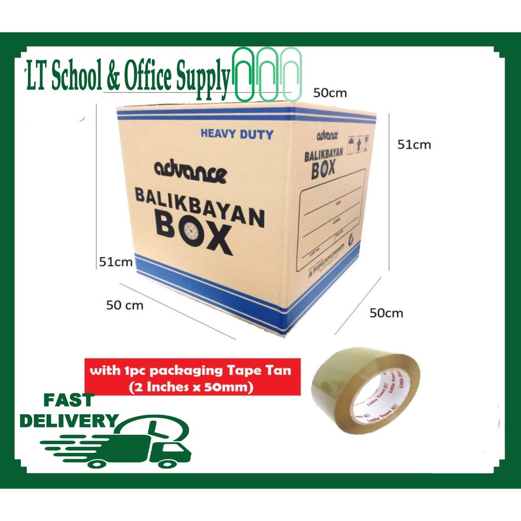1 Box Heavy Duty Brown Balikbayan Box Storage Box with Packaging tape ...