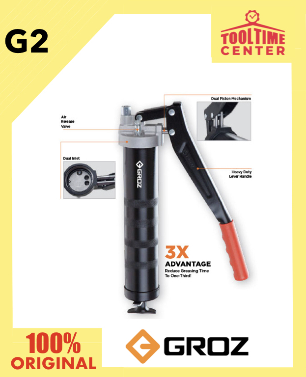 Groz Double Piston Lever Grease Gun 400g Model:G2R/N | Lazada PH