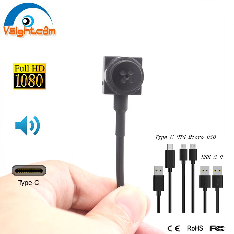 HD 1080P Mini USB Camera 15*15mm Button Type C OTG Camera Android CCTV ...
