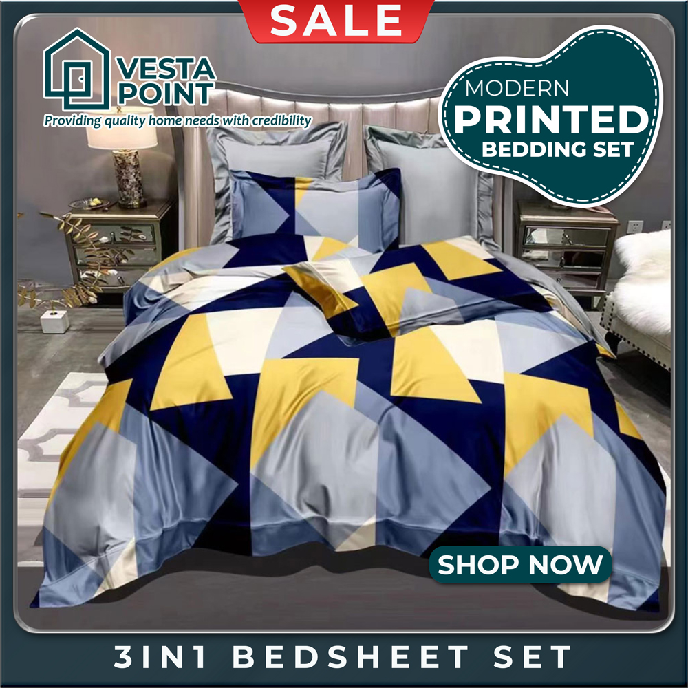 Vesta Point - 3 in 1 Dark Blue Moon & Geometric Printed Garterized ...