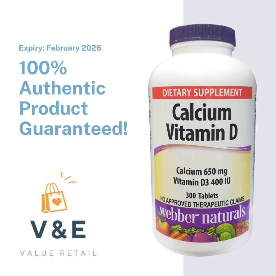 Authentic Webber Naturals™ Calcium (650 mg) w/ Vitamin D3 (400 IU), 300 ...