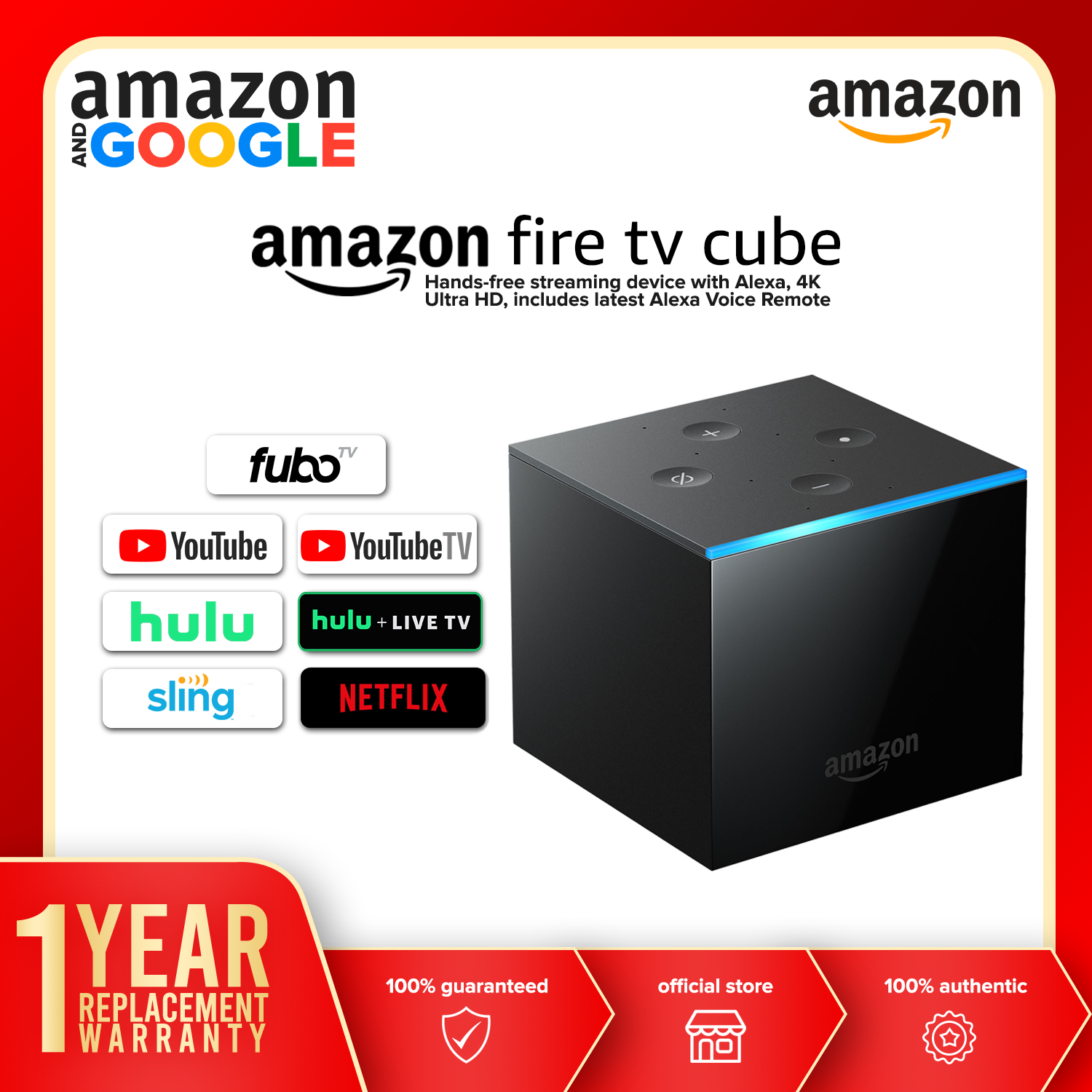 Amazon Fire TV Cube 2nd Gen Hands-Free w/Alexa & 4K Ultra HD Streaming ...