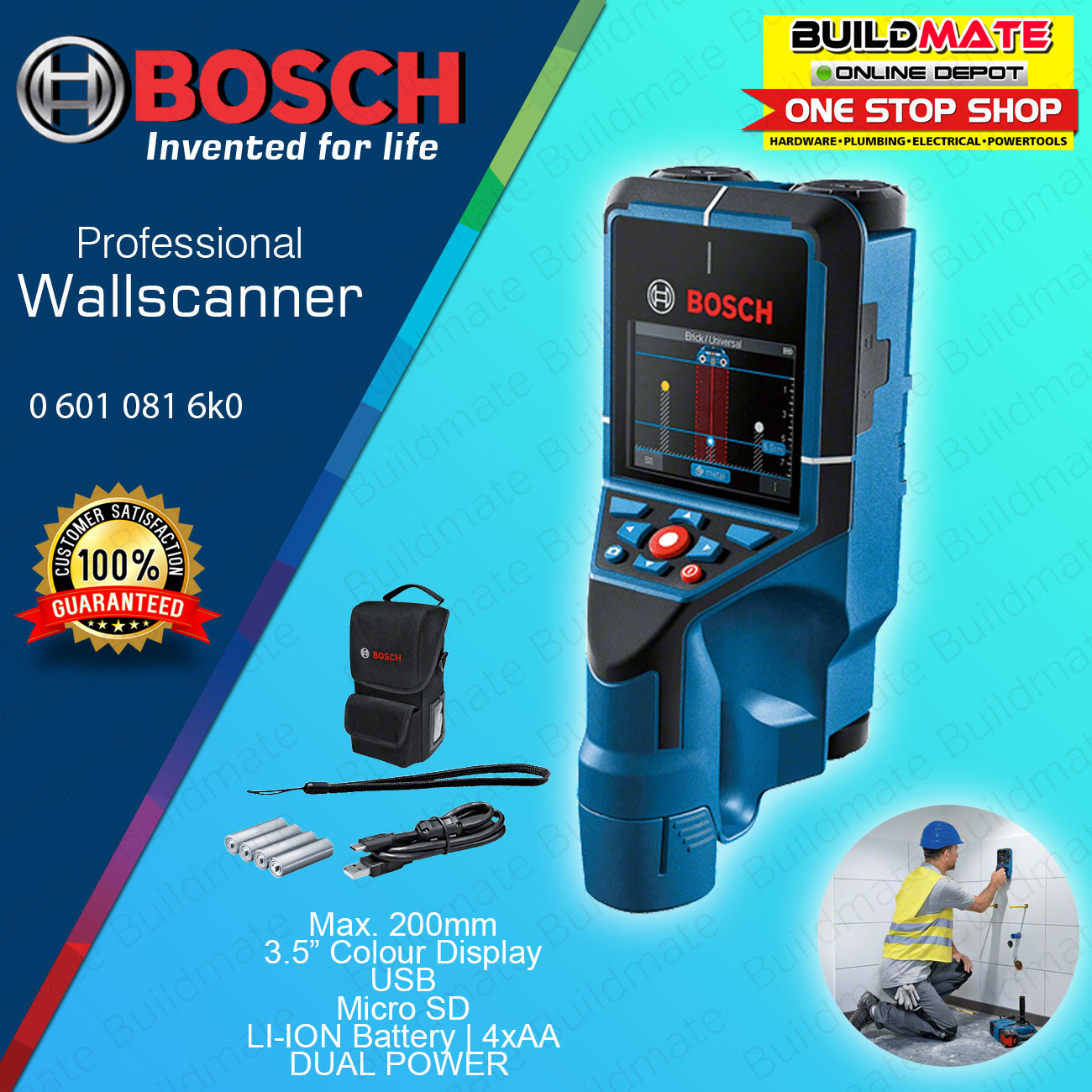 BOSCH Professional Wall Scanner D-TECT 200 C 06010816K0 - BUILDMATE ...