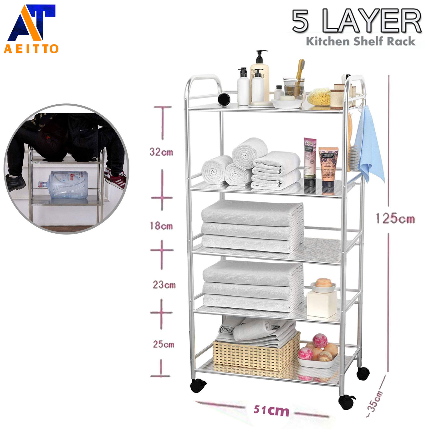 5 Layer Movable Folding Shelf With Wheels | Lazada PH