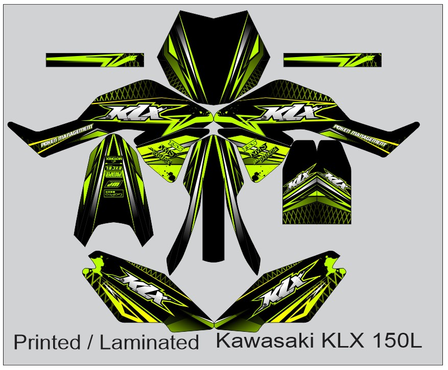 Sticker decals for kawasaki klx 150 L, 54 BLACK/GREEN | Lazada PH