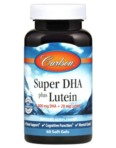 Carlson - Super DHA Plus Lutein, 1000 mg DHA + 20 mg Lutein, Brain ...