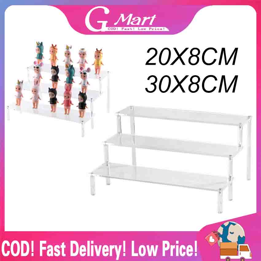 Display Stand Clear Stepped Acrylic Durable Storage Rack Holder Desktop ...
