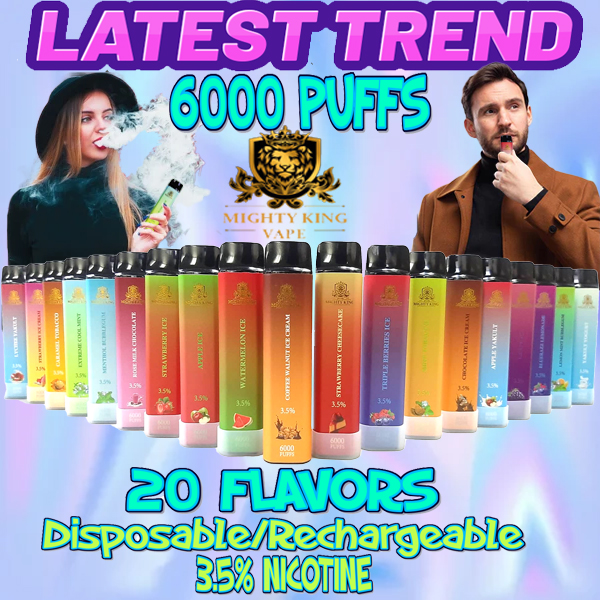 LEGIT MIGHTY KING Rechargeable Disposable PUFF PLUS 6000 Puffs ...