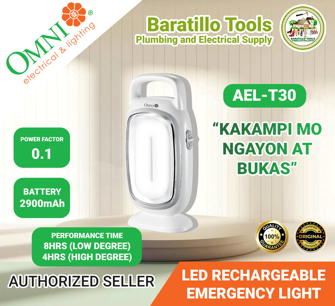 OMNI Rechargeable Emergency Lights AEL-010, RFL- 9128, AEL-100, AEL-200 & AEL-T30 | Lazada PH