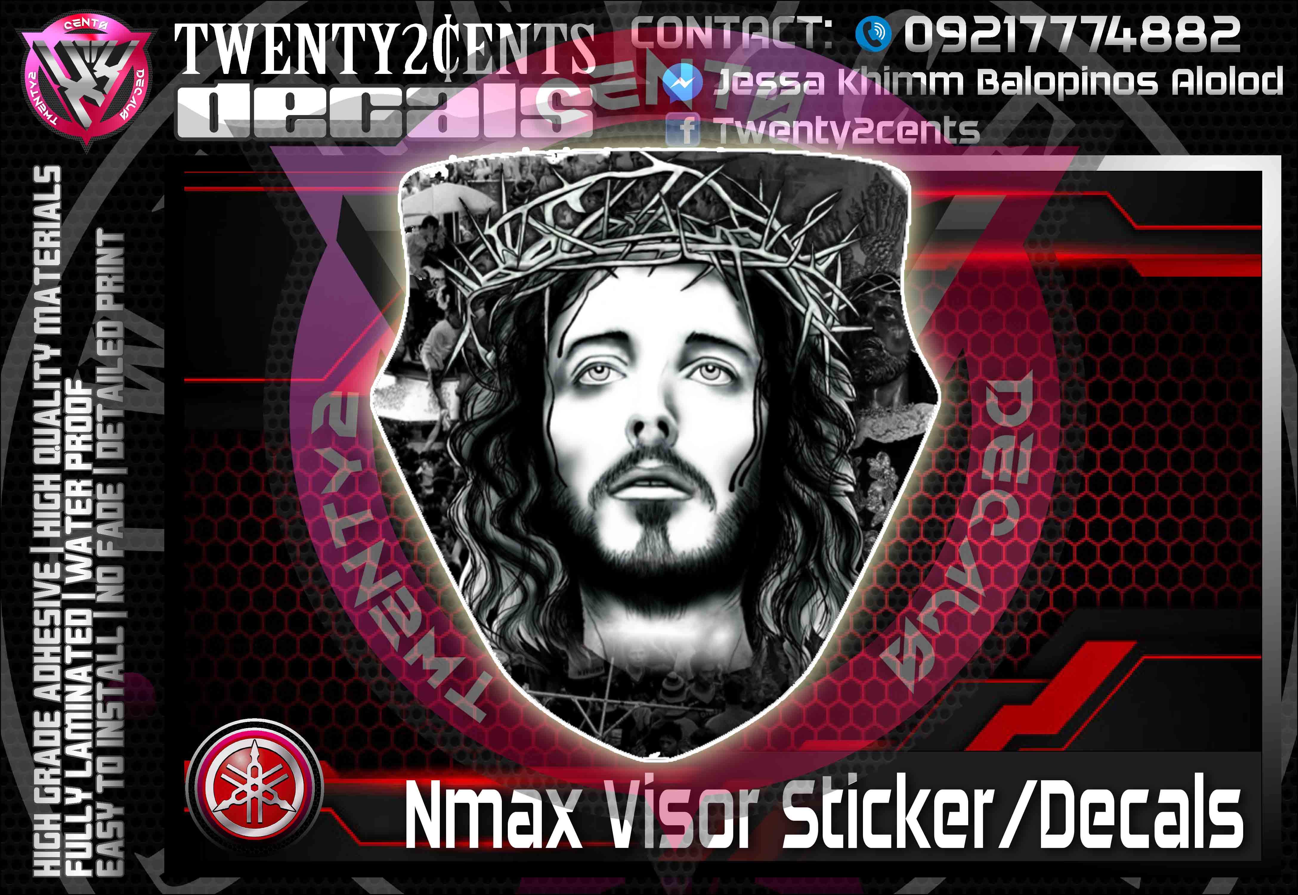 Nmax Visor Decals Yamaha V1 Jesus | Lazada PH