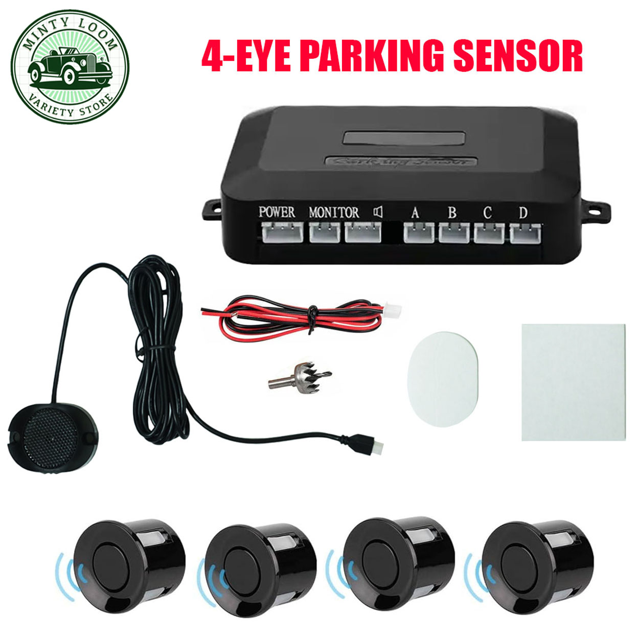 4 Eye Car Parking Sensor Kit Reverse Backup Radar Sound Alarm Indicator ...