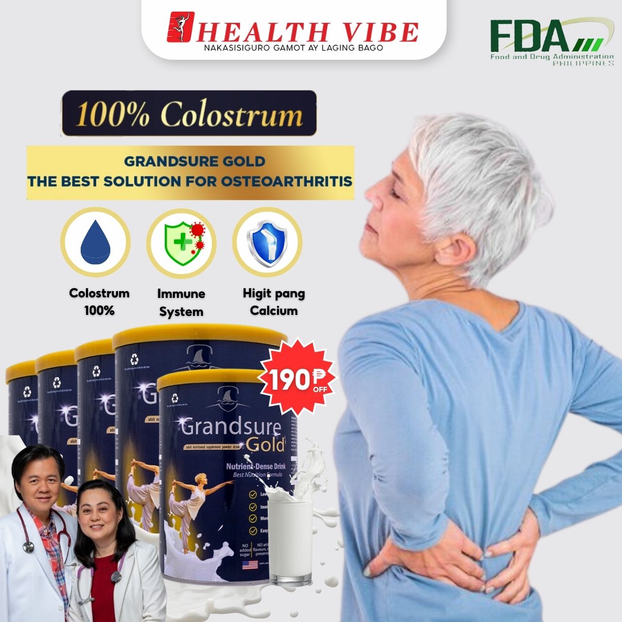 [ LEGIT] Grandsure Gold Colostrum 400G For People With Osteoporosis ...