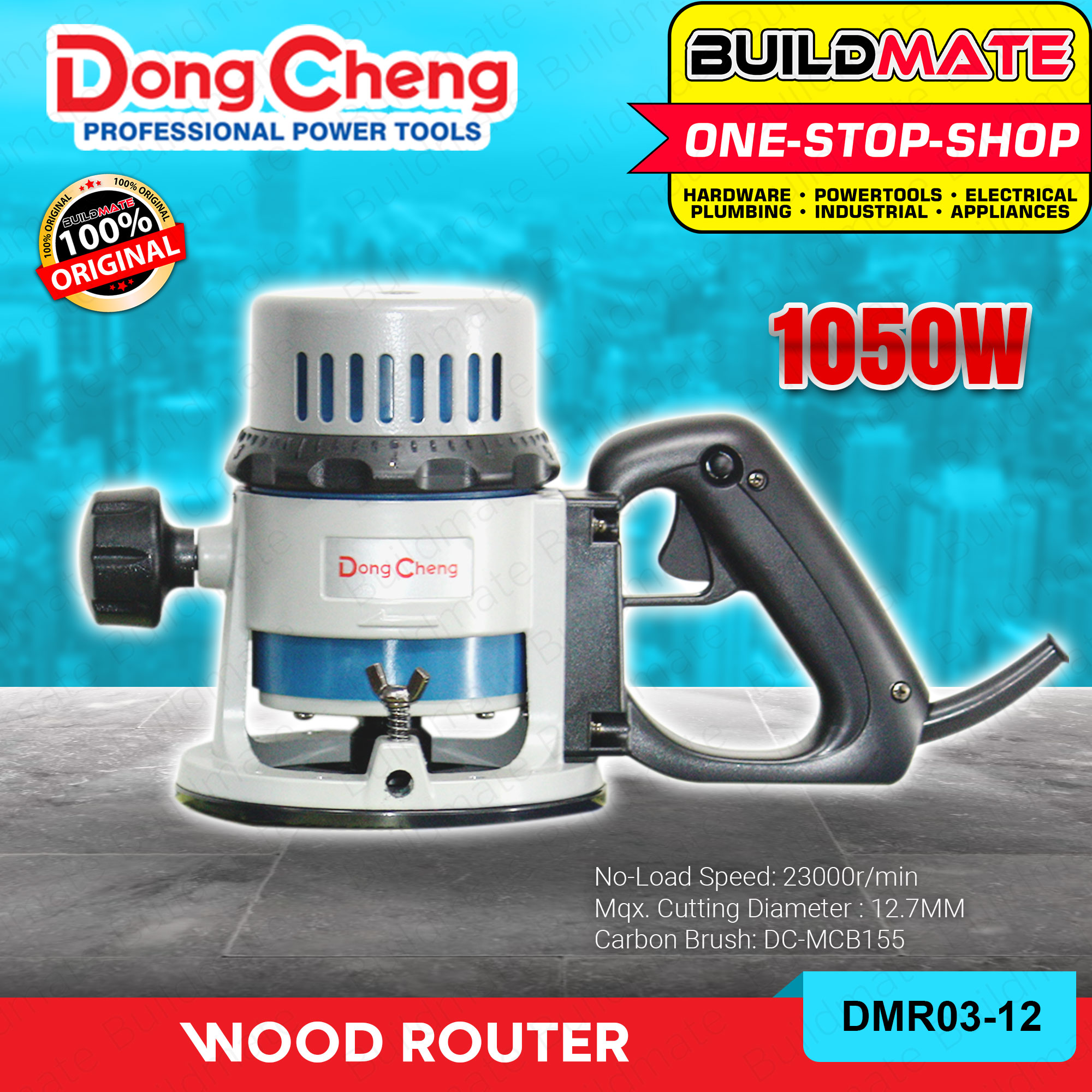 DONG CHENG Industrial Heavy Duty Wood Router 12.7mm 1050W with Lock On ...