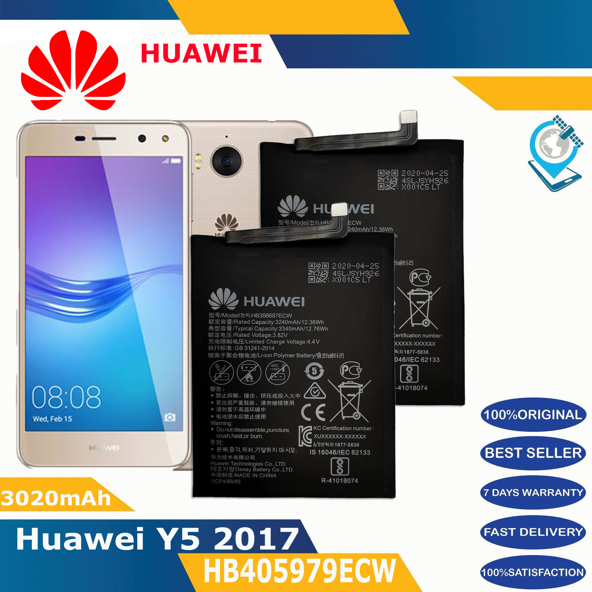 Huawei Y5 2017 Battery HB405979ECW 3020mAh (Original Equipment ...