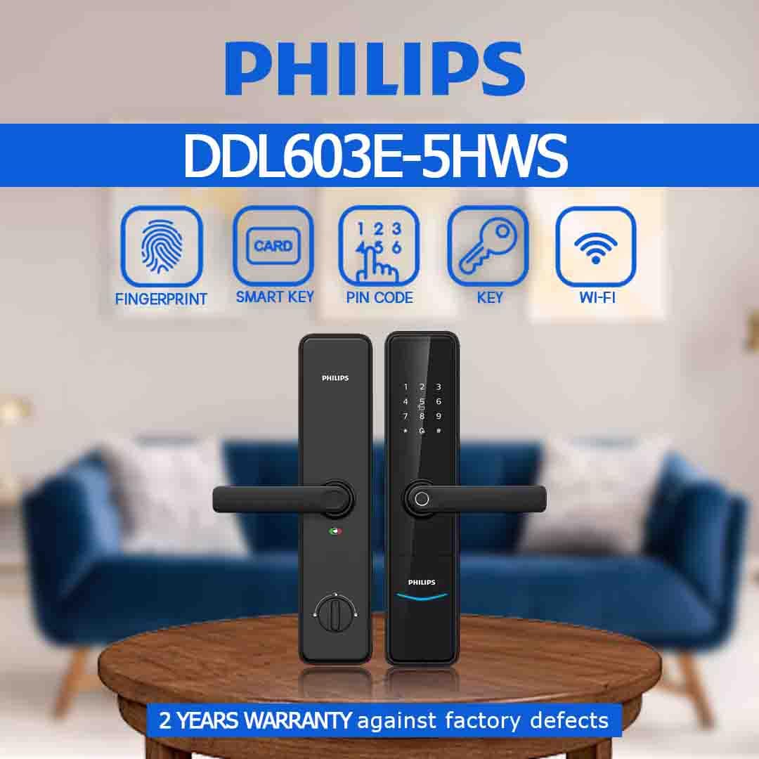 Philips DDL603E-5HWS Lever type smart Lock - fingerprint digital door ...