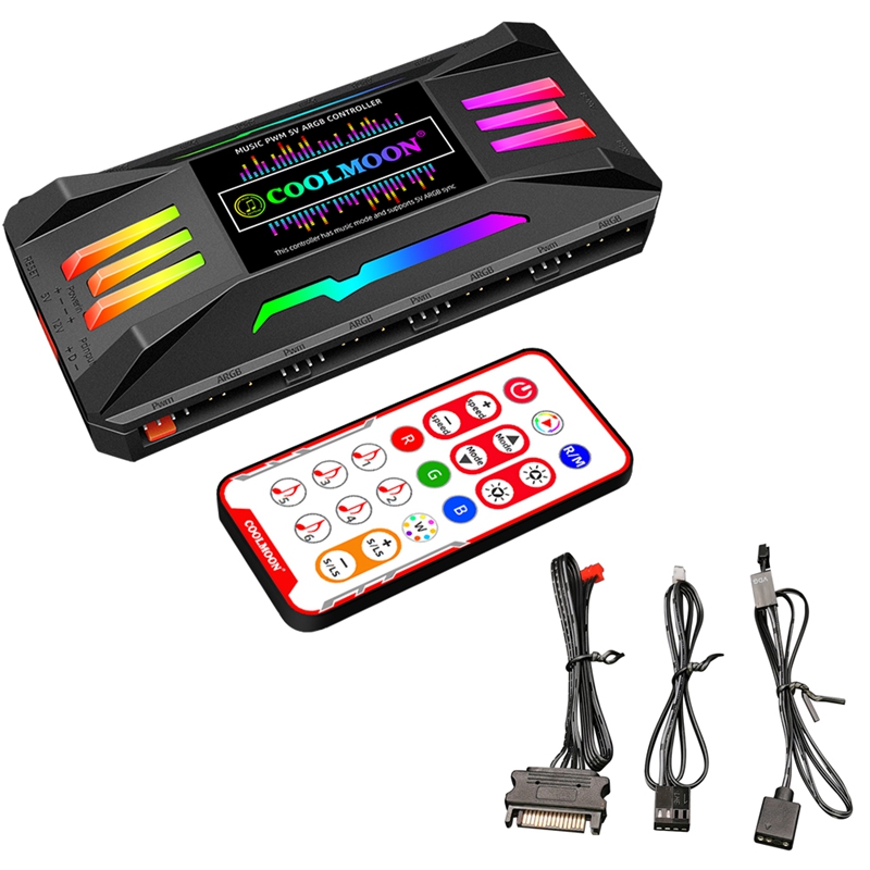 COOLMOON Case Fan Controller PWM 4PIN Cooling Fan 5V 3PIN ARGB RGB for ...