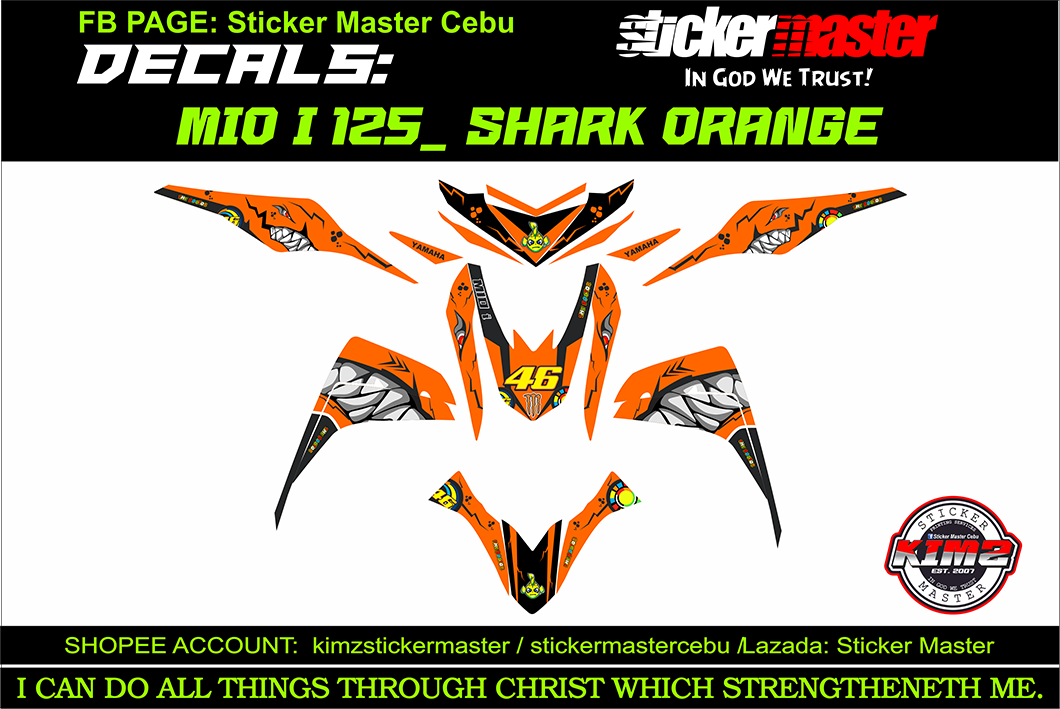 MIO I 125 FULL DECALS SHARK ORANGE | Lazada PH