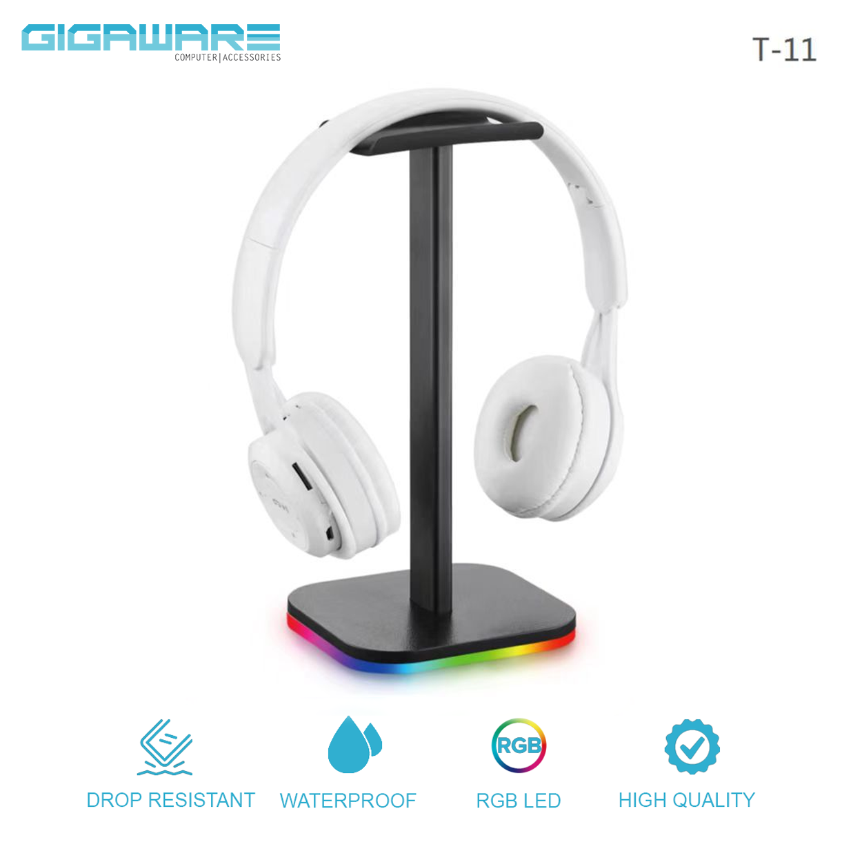 Gigaware RGB Gaming Headphone Stand Headset Desk Display Holder LED ...