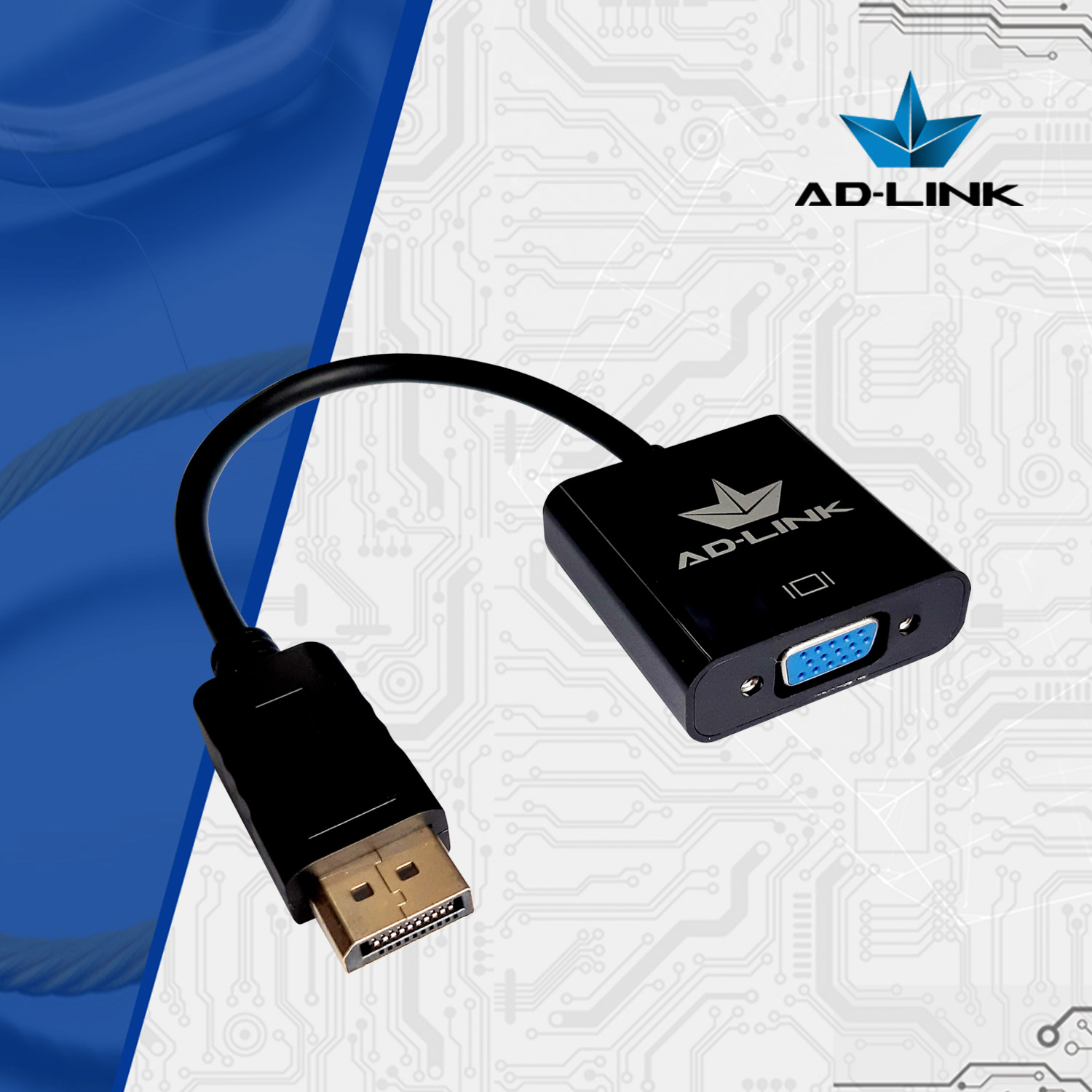 AD-LINK Display Port to VGA Adapter W/CHIPSET Male to Female Adapter ...
