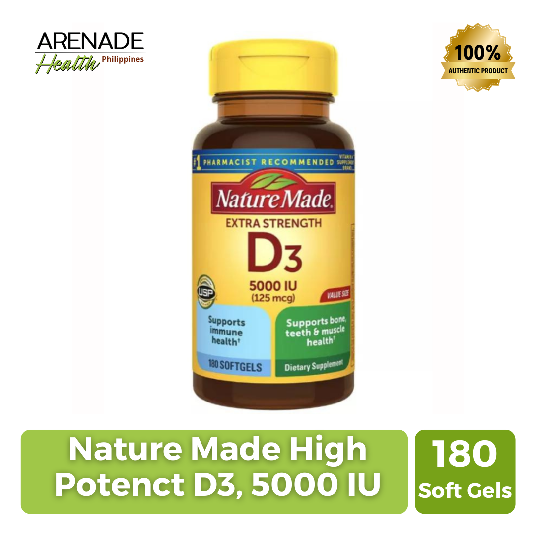 Nature Made High Potency D3, 5000 IU - 180 Soft Gels | Lazada PH