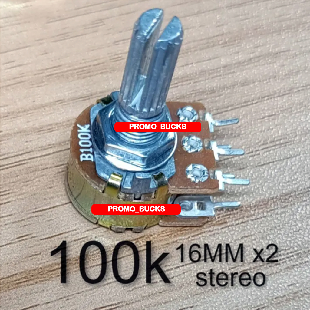 10K / 20K / 50K / 100K 16MM 6PINS (STEREO), 20mm shaft, VOLUME CONTROL ...