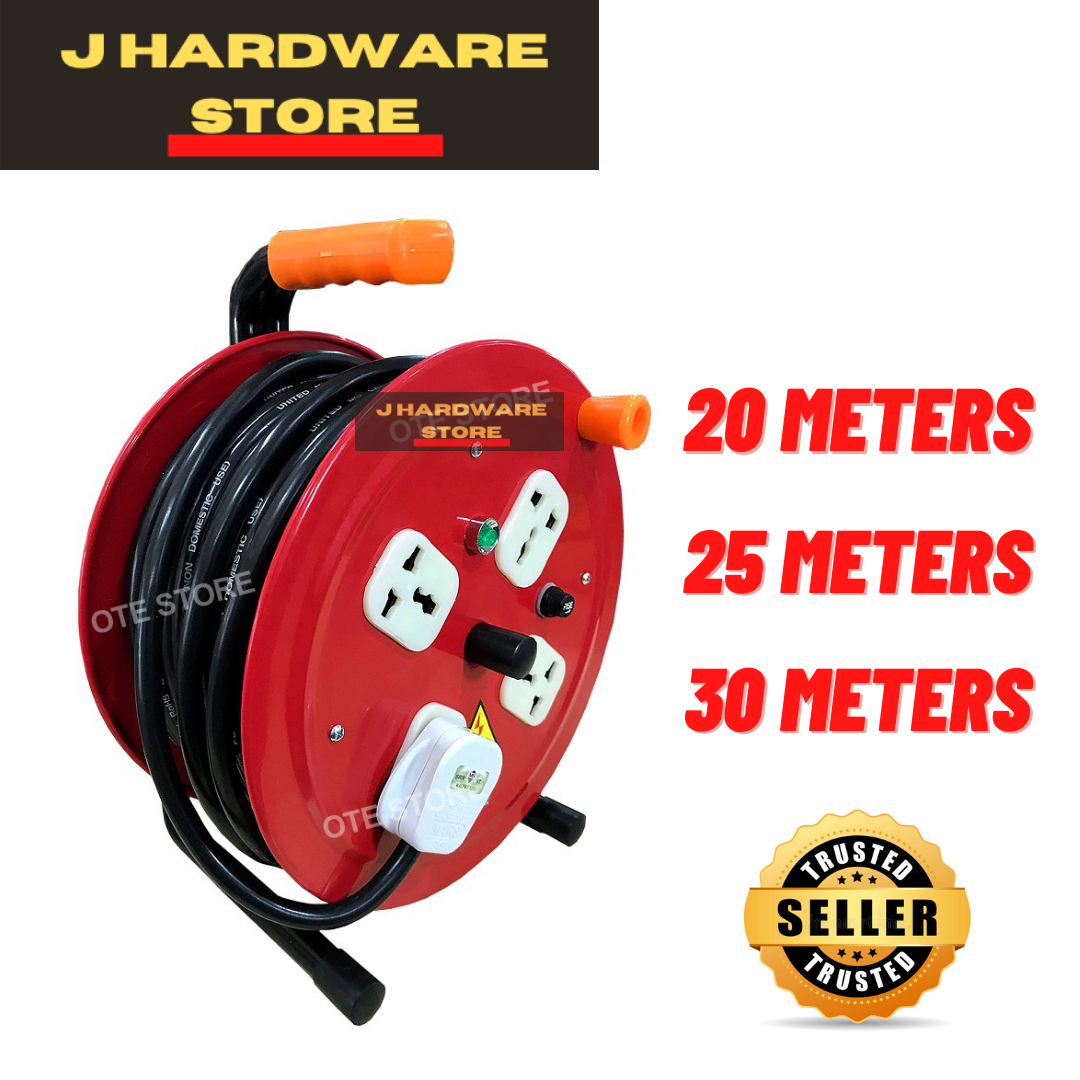 HIGH VOLTAGE UNIVERSAL OUTLET SOCKET HEAVY DUTY CABLE REEL SET C/W 20A ...