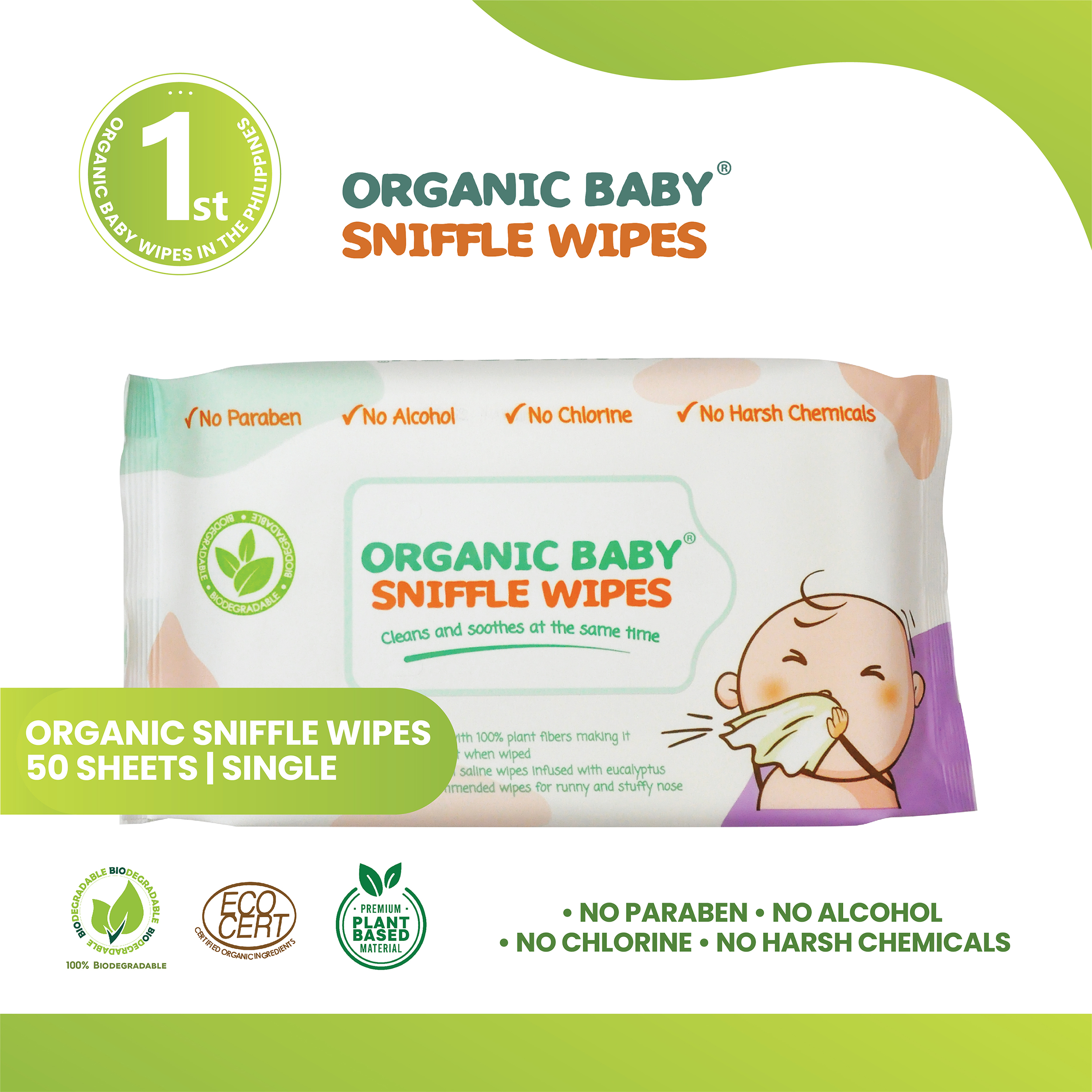 Organic Baby Sniffle Wipes 50s Single | Lazada PH